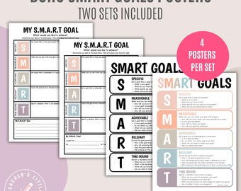 SMART Goals Template, SMART Goals Worksheet, Smart Goal Tracker, Goal ...