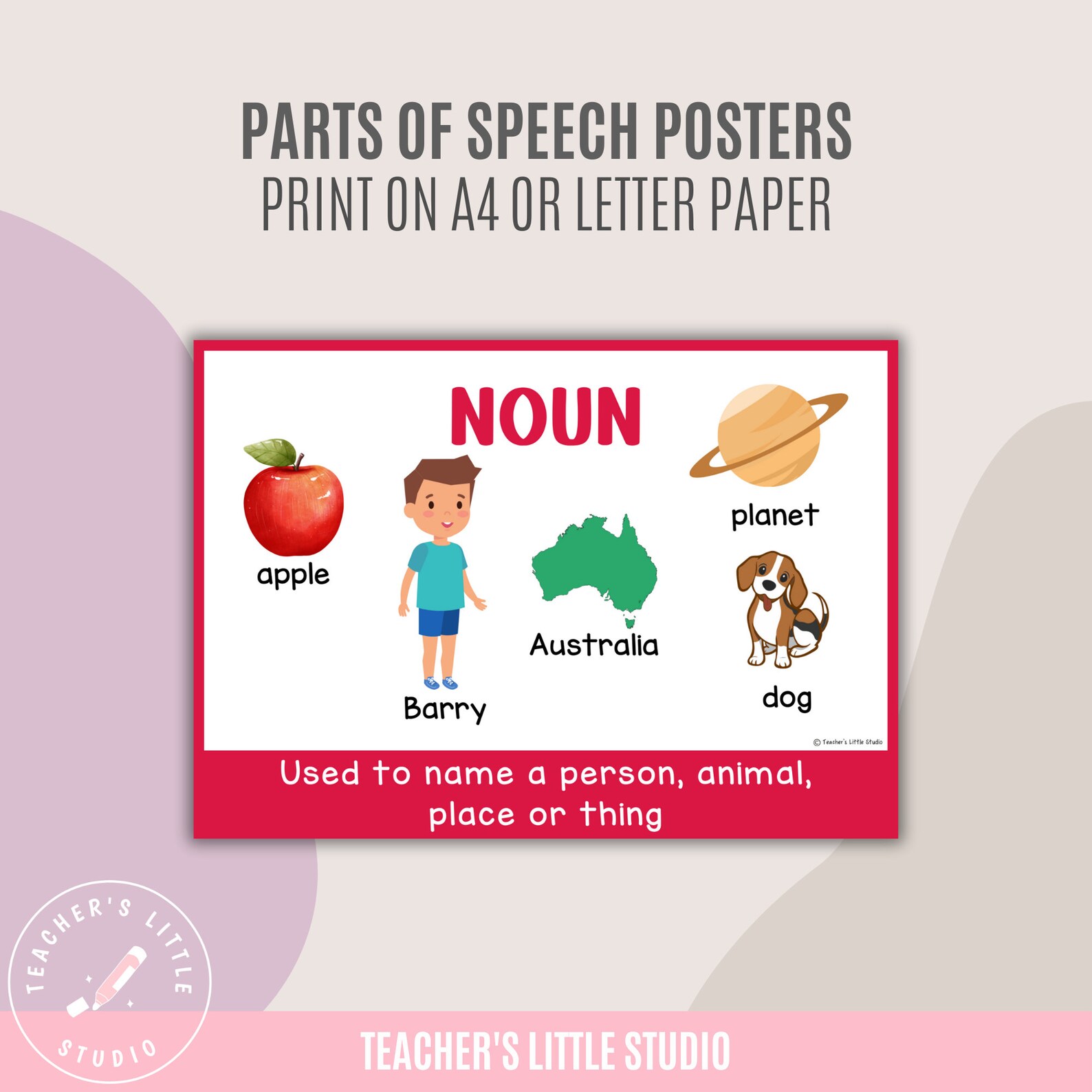 Parts of Speech Posters | Pastel Classroom Decor | Educational Posters ...