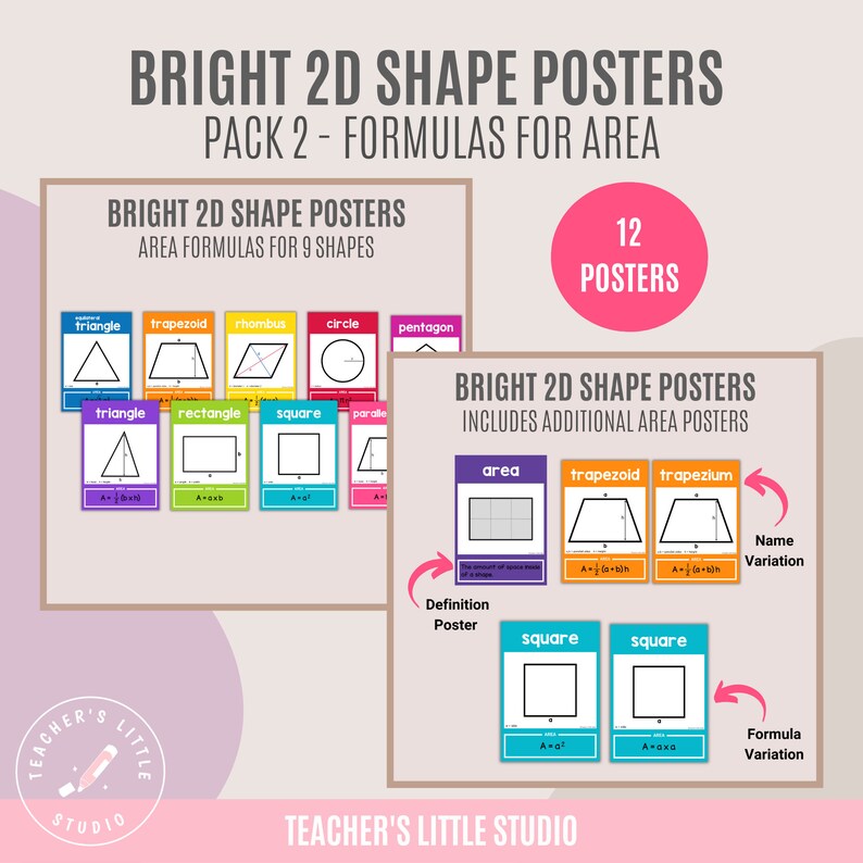 2D & 3D Shape Poster Bundle 4 Pack Shape Poster Sets With - Etsy