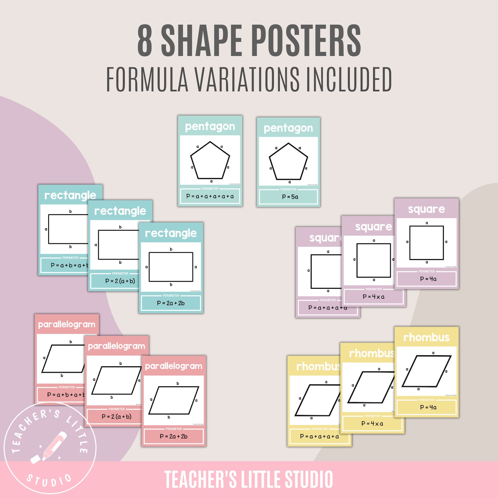 Perimeter Formula Posters Set of 8 Posters Geometry Posters Math ...
