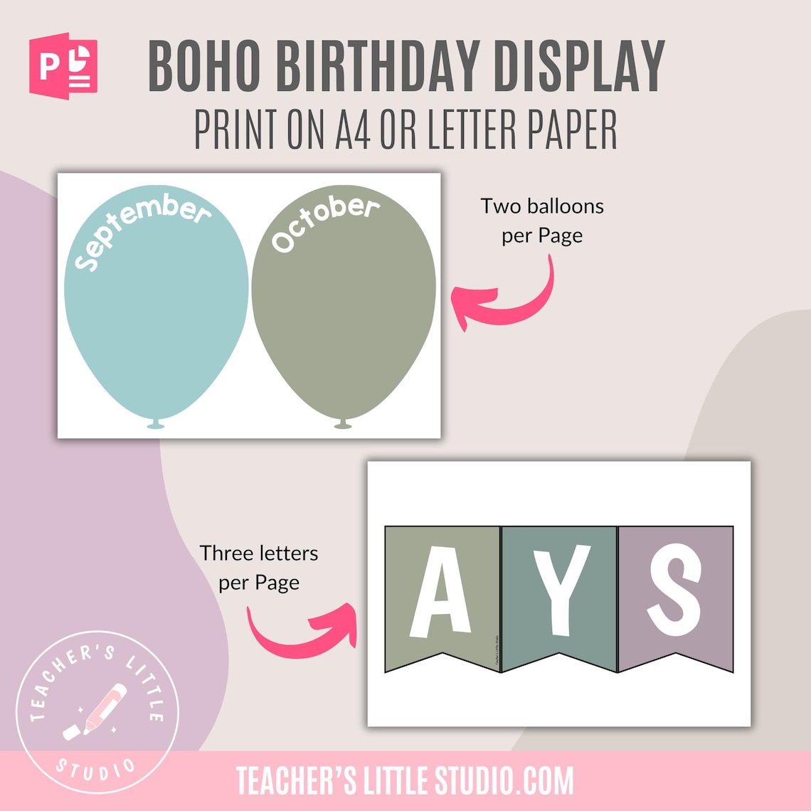 Boho Balloon Birthday Display | Classroom Birthday Bulletin Board ...
