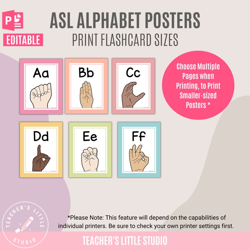 ASL Alphabet Posters Printable Classroom Alphabet Editable ASL Posters ...