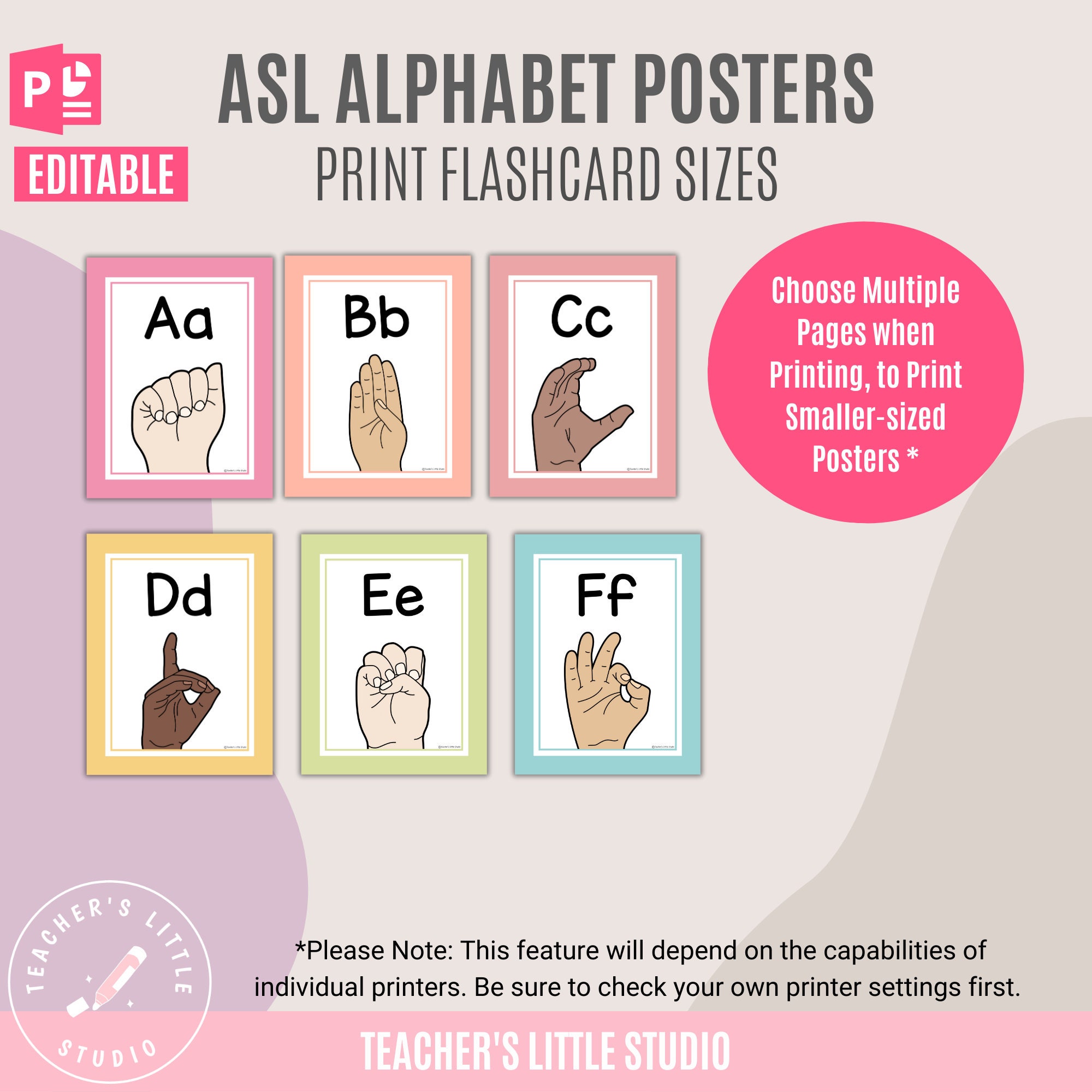 ASL Alphabet Posters Printable Classroom Alphabet Editable ASL Posters ...