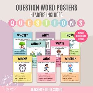 Question Word Poster Set | WH Question Visual Aids | ESL Grammar ...