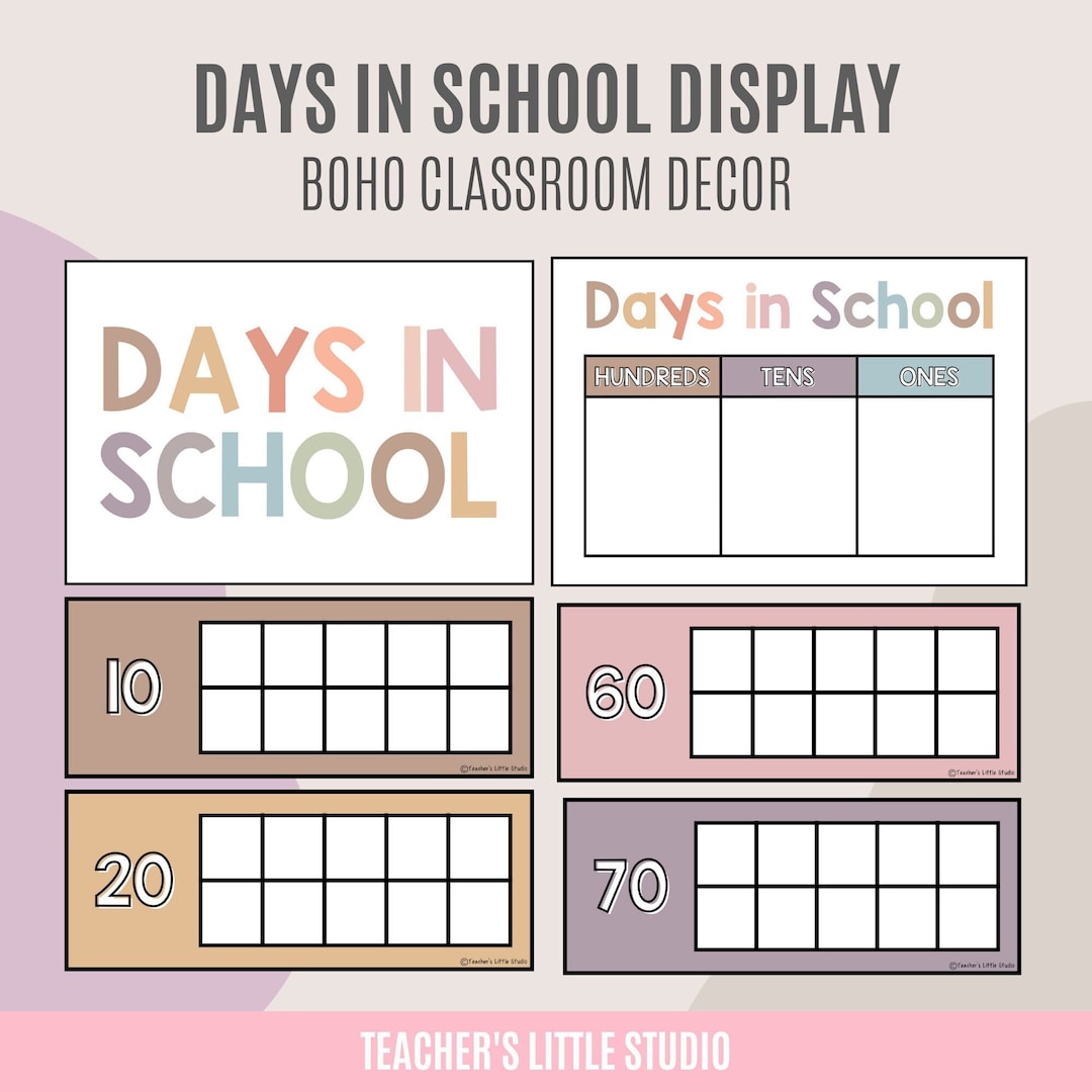Days in School Posters | Days at School Tally | Boho Classroom Decor ...