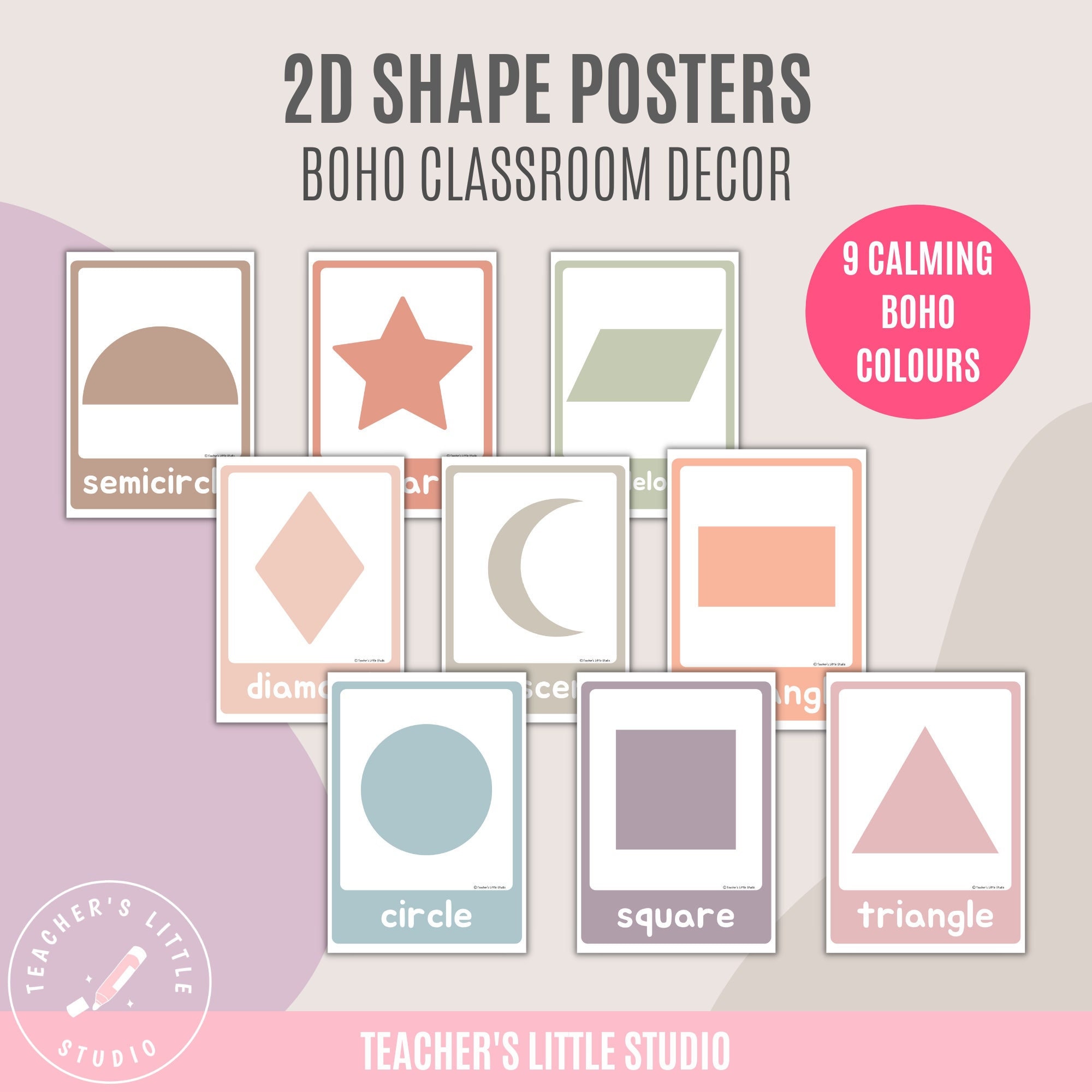 2D Shapes Poster Set | Boho Classroom Decor | Printable Shape Posters ...