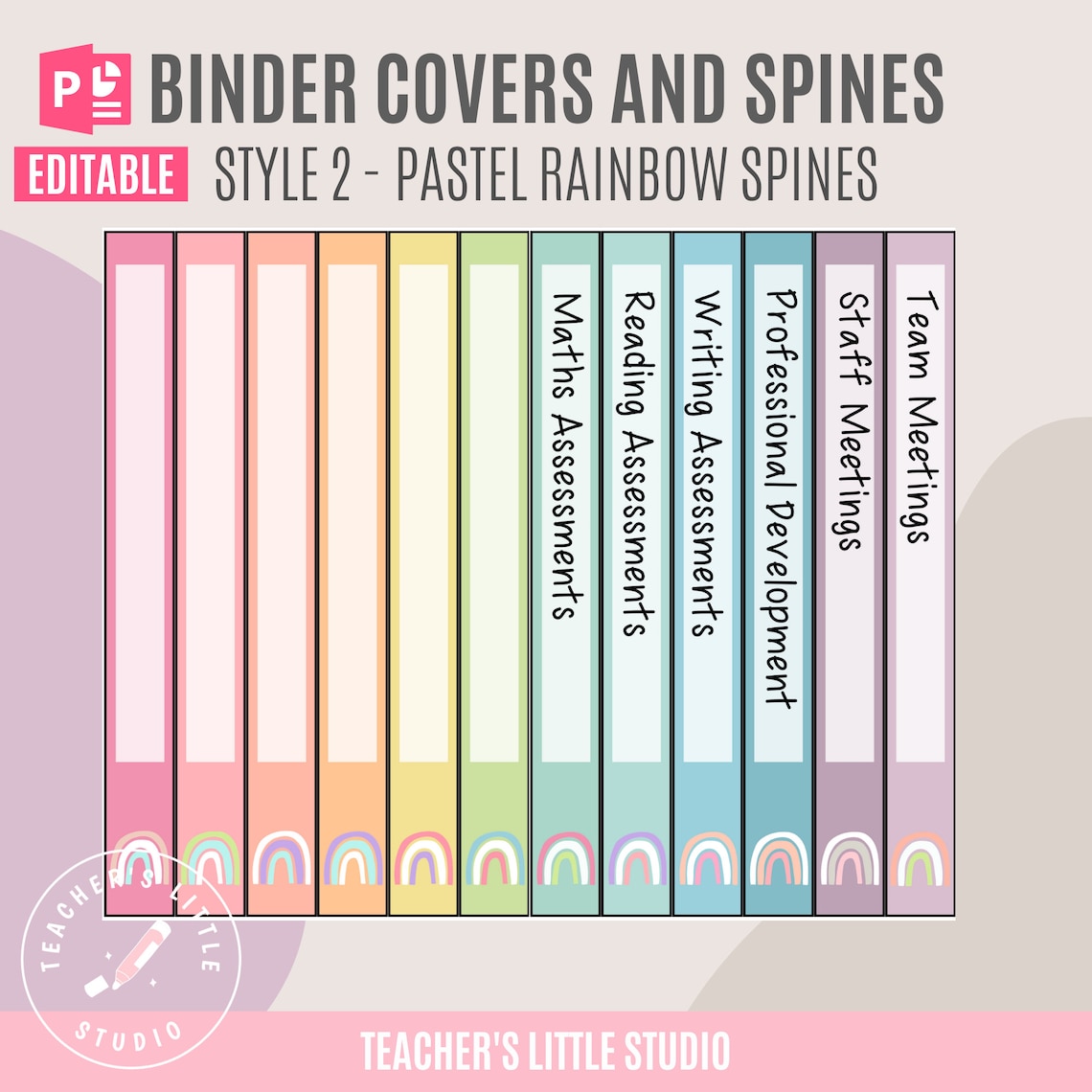 Pastel Binder Covers and Spines Pastel Rainbow Binder Labels Editable ...