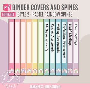 Pastel Binder Covers and Spines | Pastel Rainbow Binder Labels ...