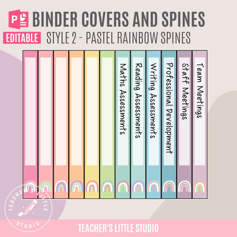 Pastel Binder Covers and Spines | Pastel Rainbow Binder Labels ...