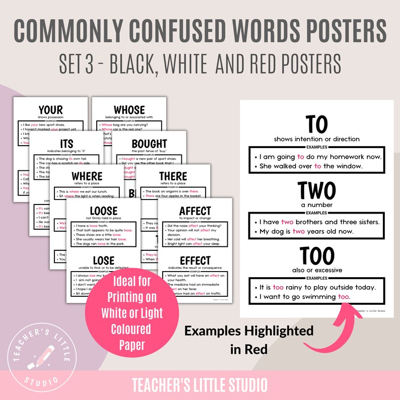 Commonly Confused Words Posters English Grammar Posters - Etsy