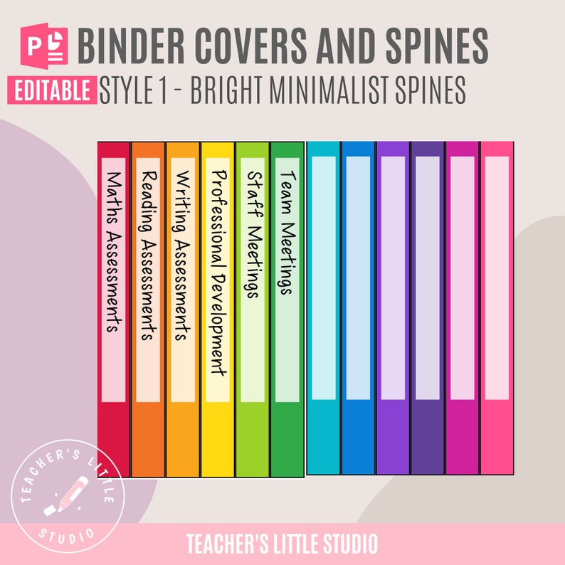 Bright Binder Covers and Spines | Bright Rainbow Binder Labels ...