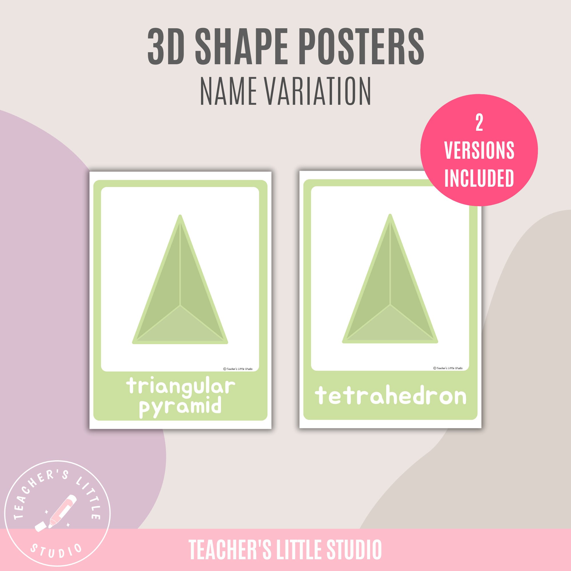 3D Shapes Poster Set | 3D Objects | Pastel Classroom Decor | Printable ...