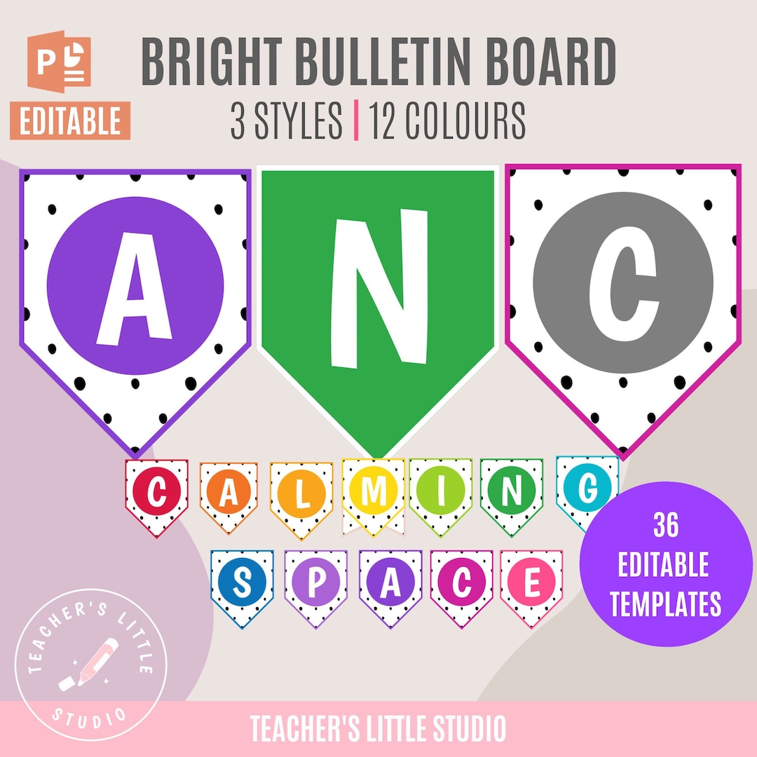 Bulletin Board Banner | Bright Bunting Classroom Banner | Bright Dotty ...