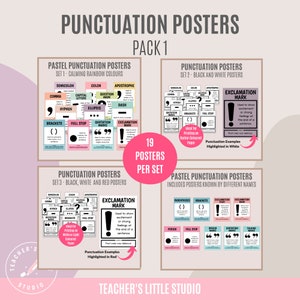 Pastel English Posters Bundle Punctuation Parts of Speech Commonly ...