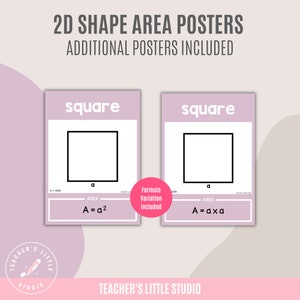 2D Shape Poster Bundle 2 Pack | Shape Poster Sets With Formulas for ...