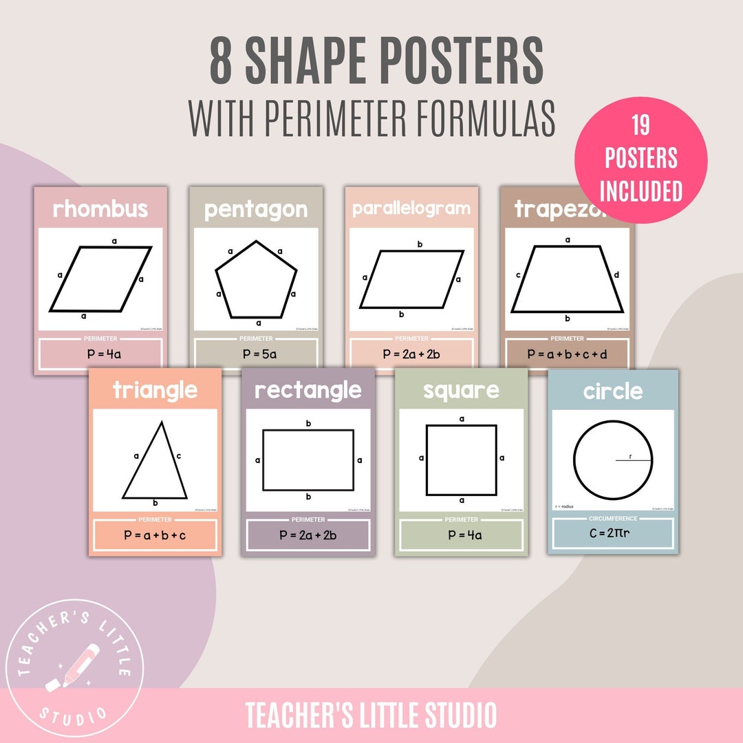 Perimeter Formula Posters | Set of 8 Posters | Geometry Posters | Math ...
