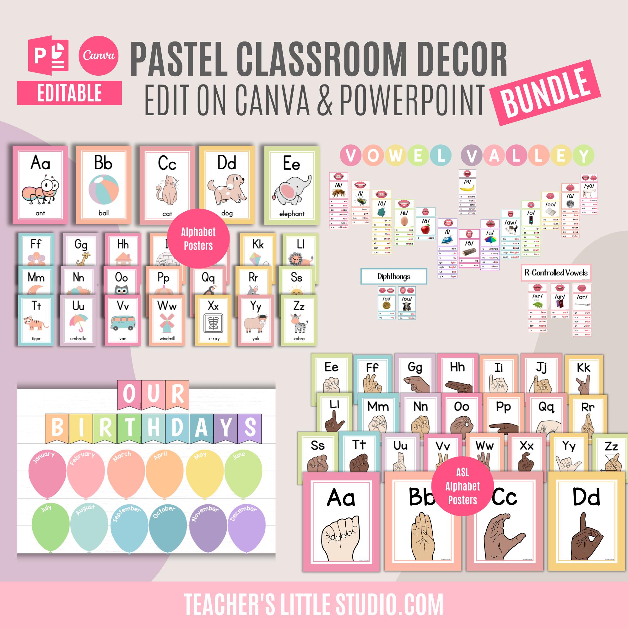 Pastel Classroom Decor BUNDLE | Calming Classroom Decor | Printable and ...