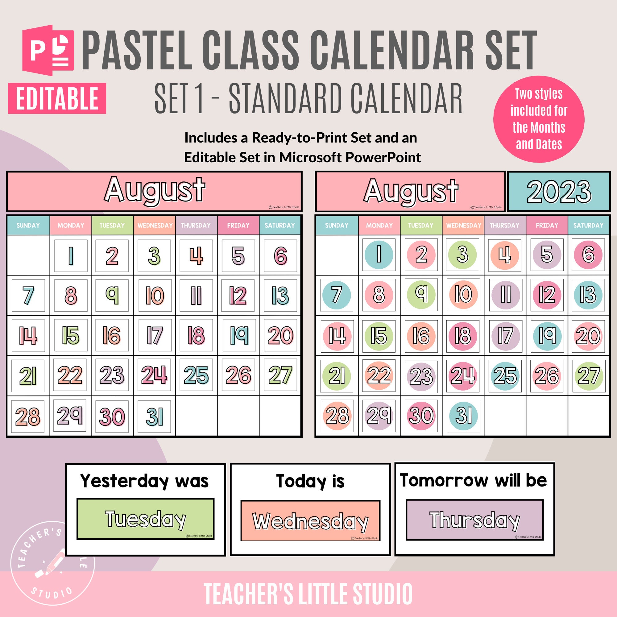 Classroom Calendar Set and Weather Display | Editable Calendar Template ...