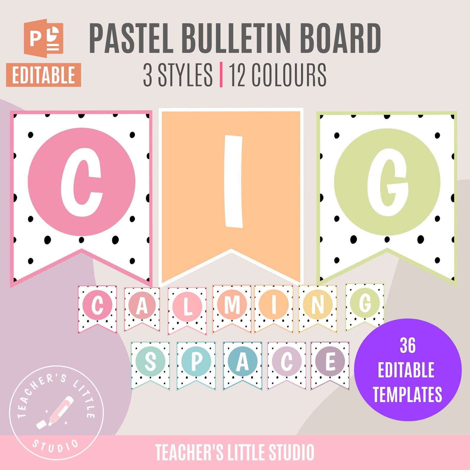 Bulletin Board Banner | Pastel Bunting Classroom Banner | Pastel Dotty ...