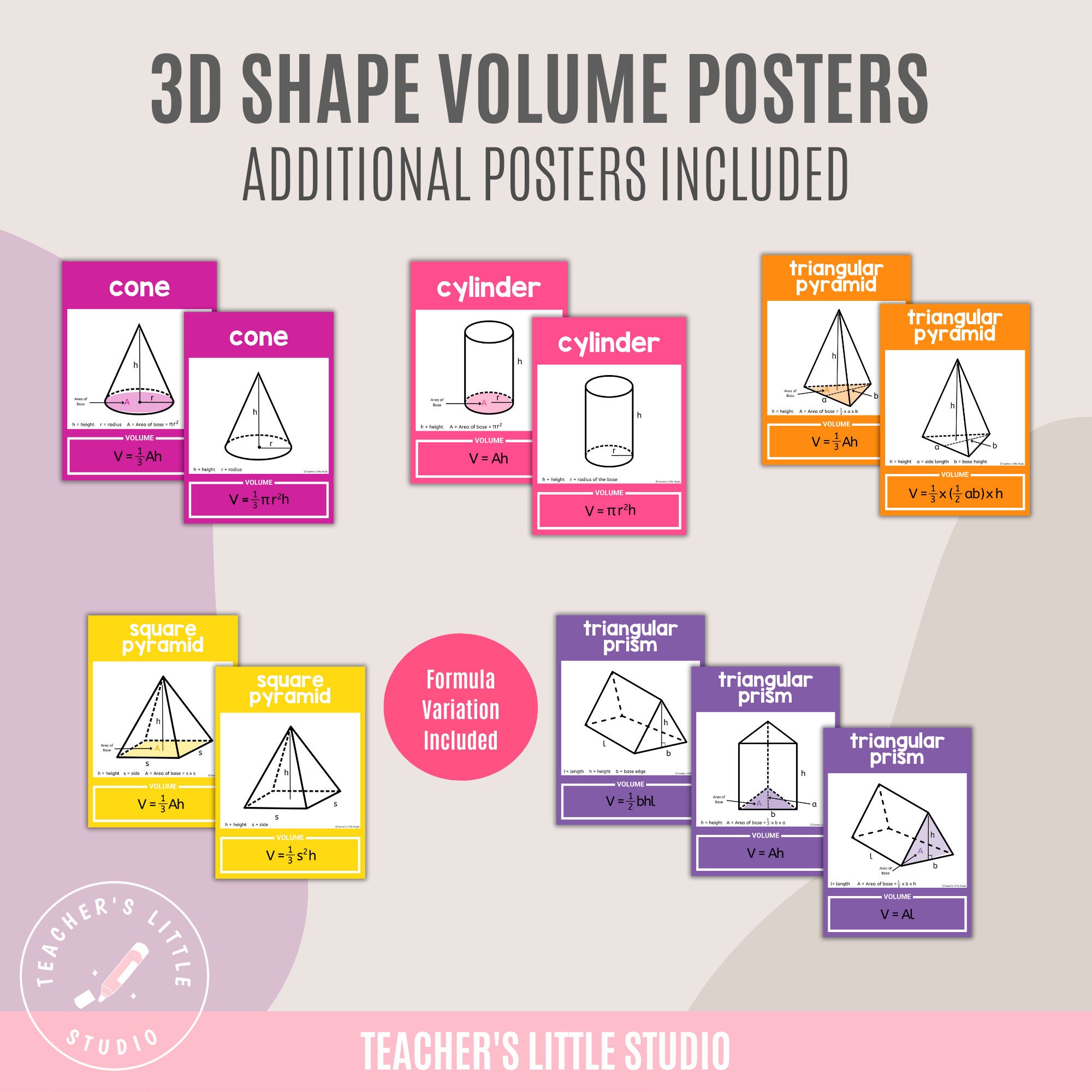 3D Shape Poster Bundle 2 Pack Shape Poster Sets With - Etsy