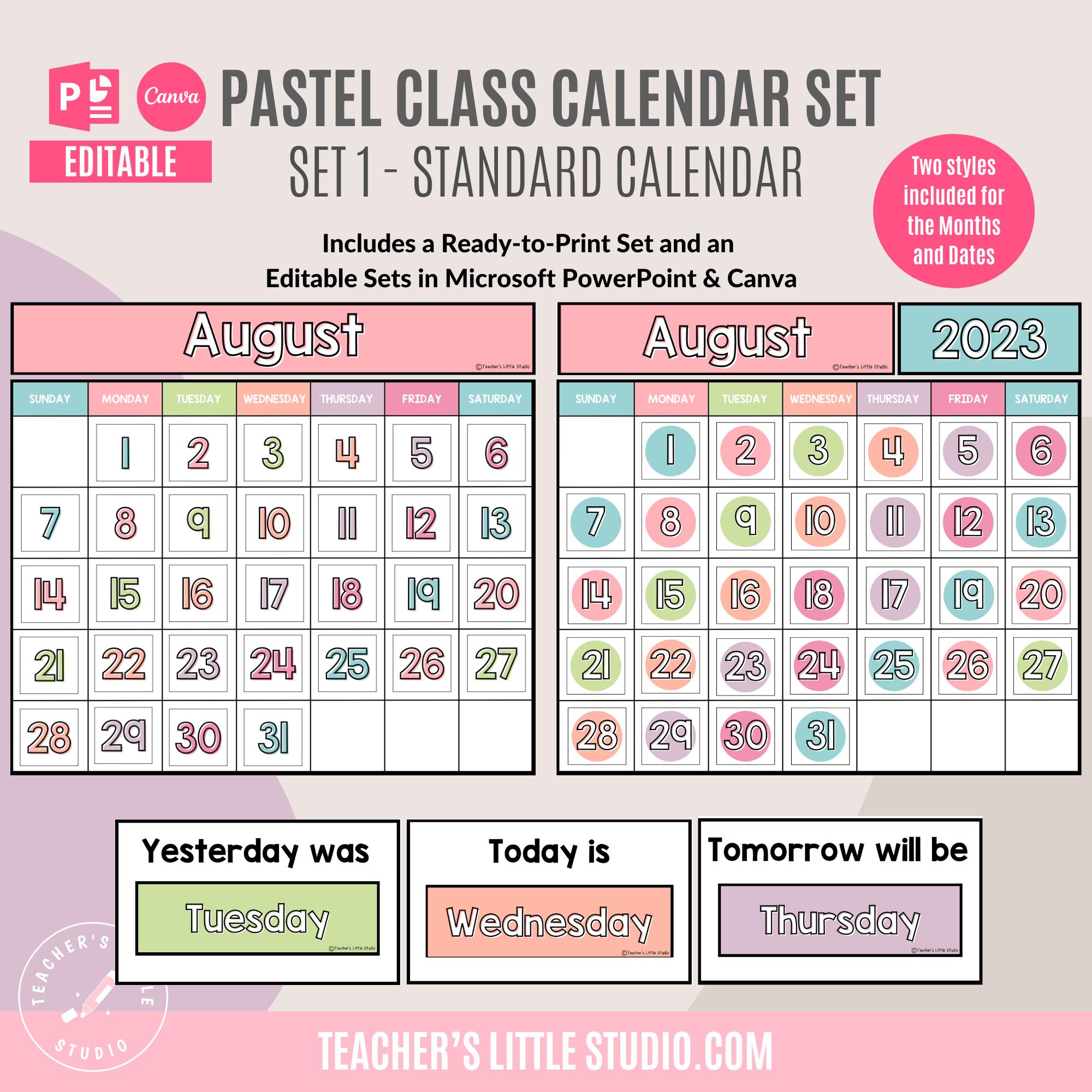 Classroom Calendar Set and Weather Display | Edit in Powerpoint and ...