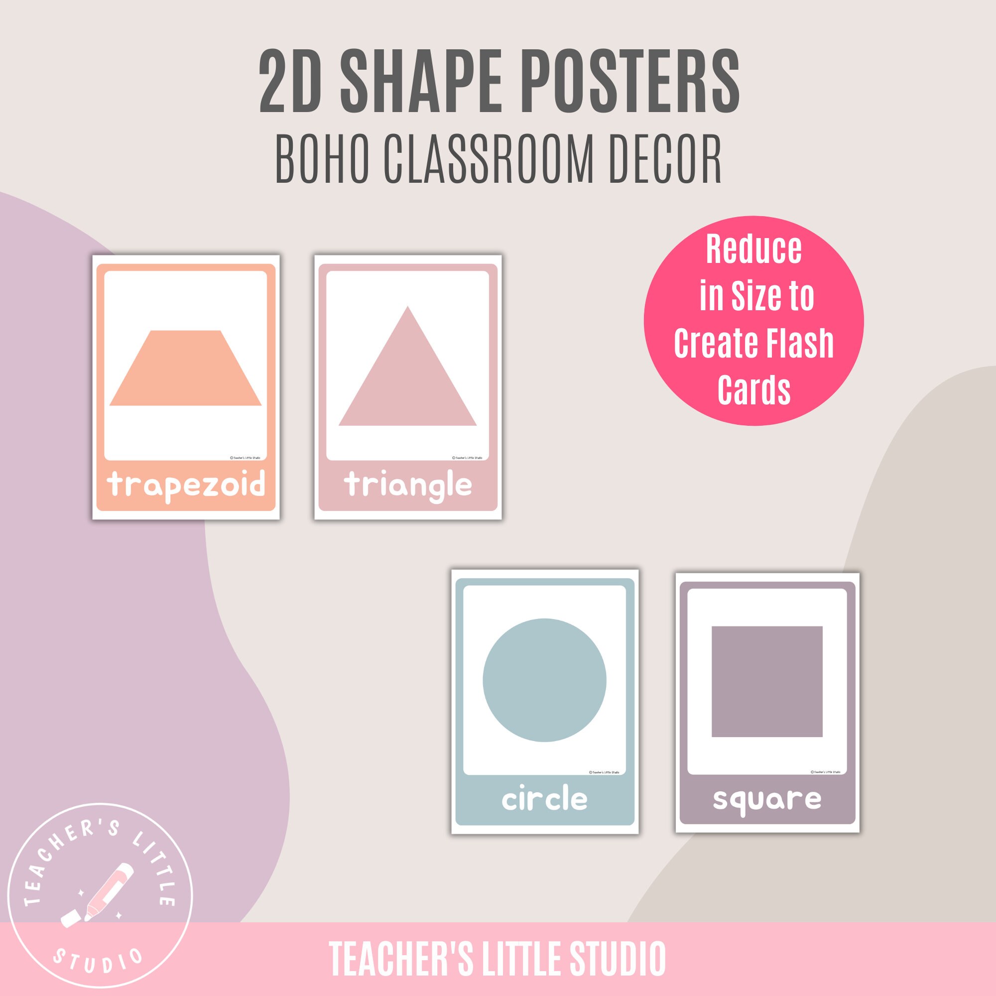 2D Shapes Poster Set | Boho Classroom Decor | Printable Shape Posters ...