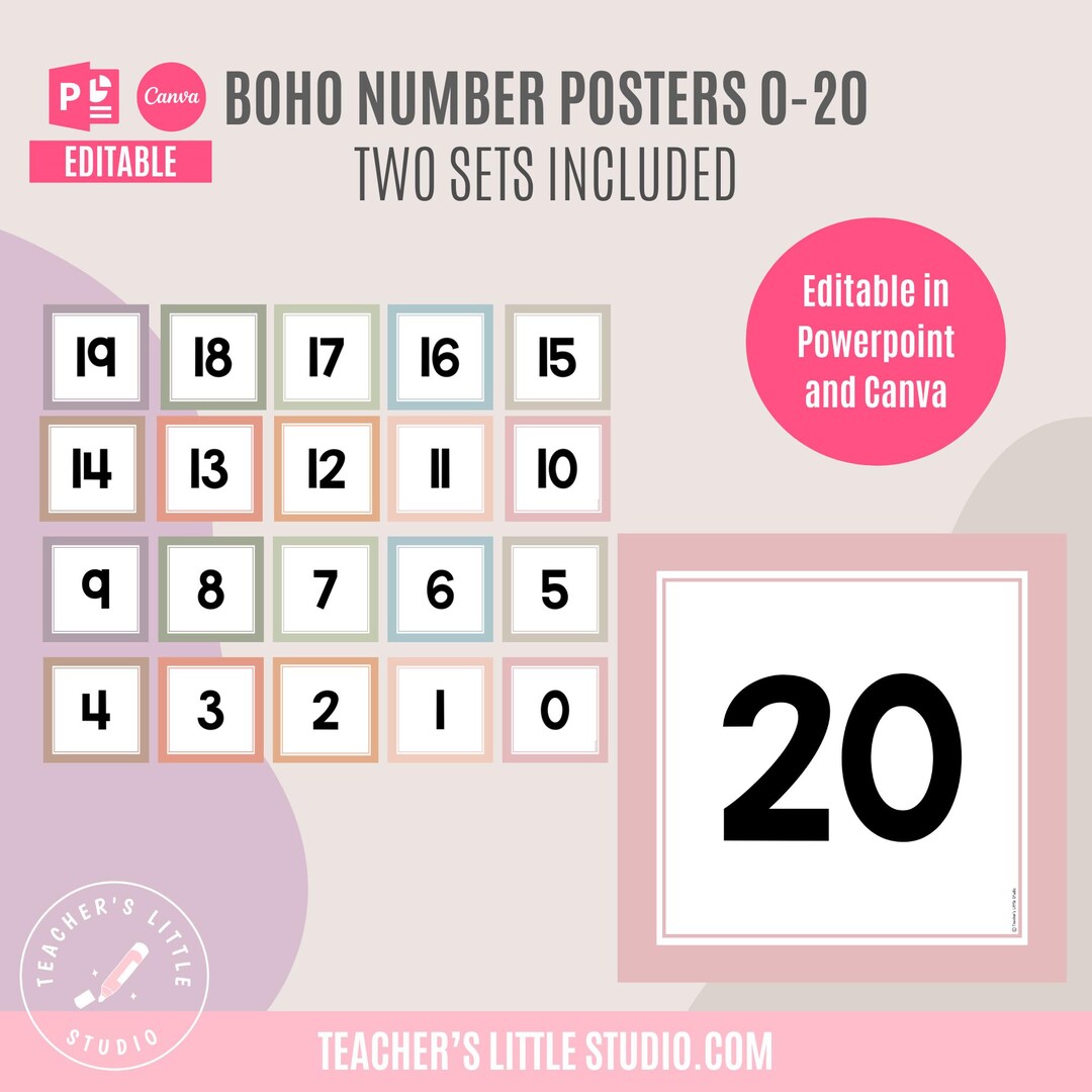 Boho Square Number Posters | Boho Class Decor | Homeschool Resources ...