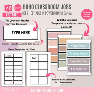 Boho Classroom Jobs Display | Editable Powerpoint and Canva | Ready-to ...