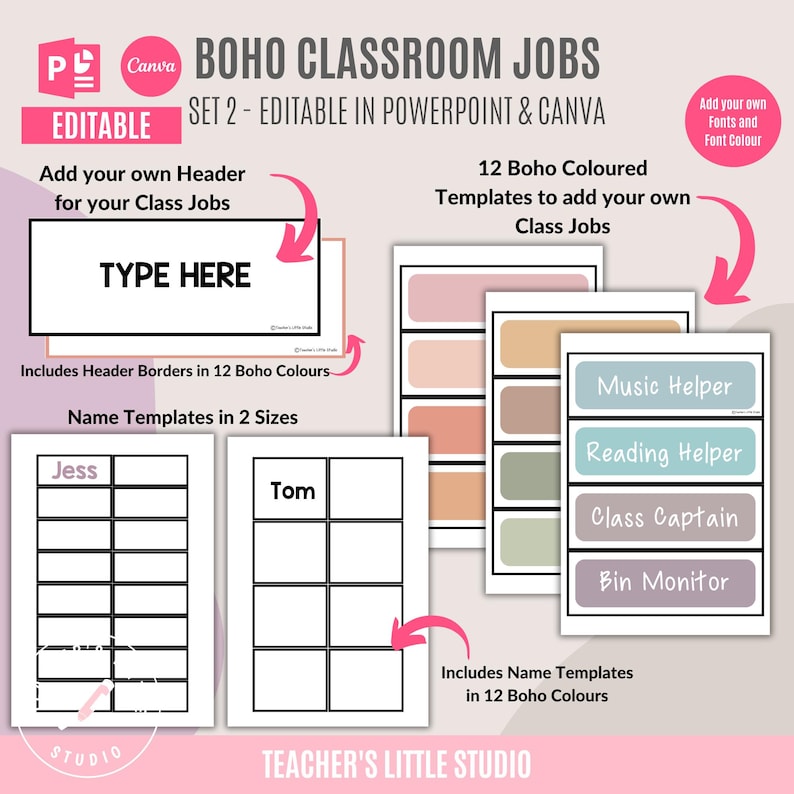 Boho Classroom Jobs Display | Editable Powerpoint and Canva | Ready-to ...