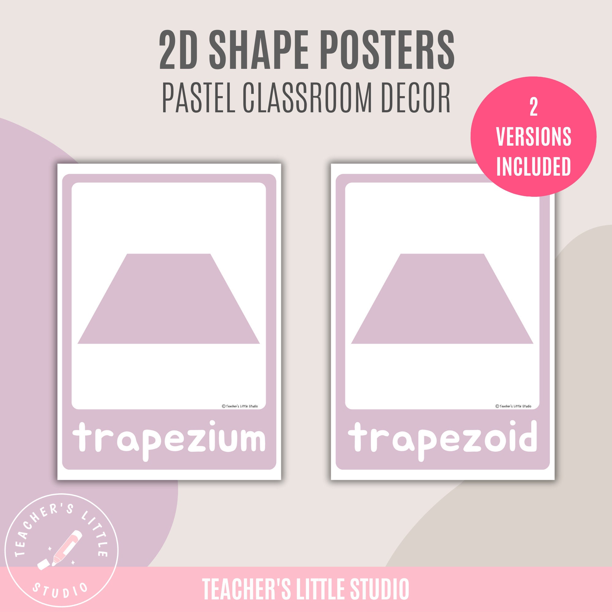 2D Shapes Poster Set | Pastel Classroom Decor | Printable Shape Posters ...