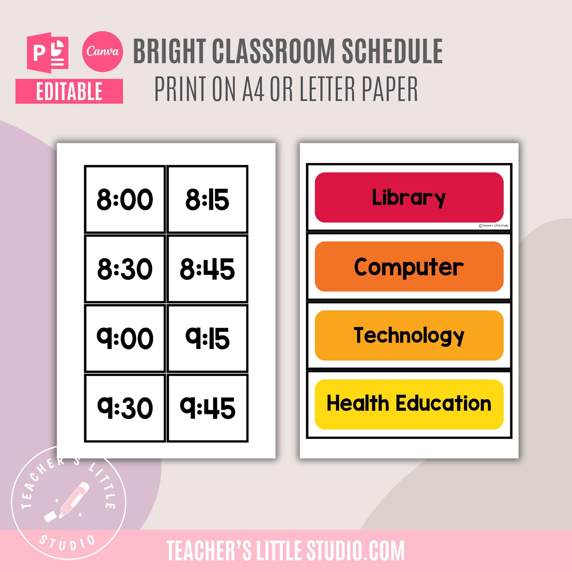 Bright Class Schedule | Editable in Powerpoint and Canva | Ready-to ...