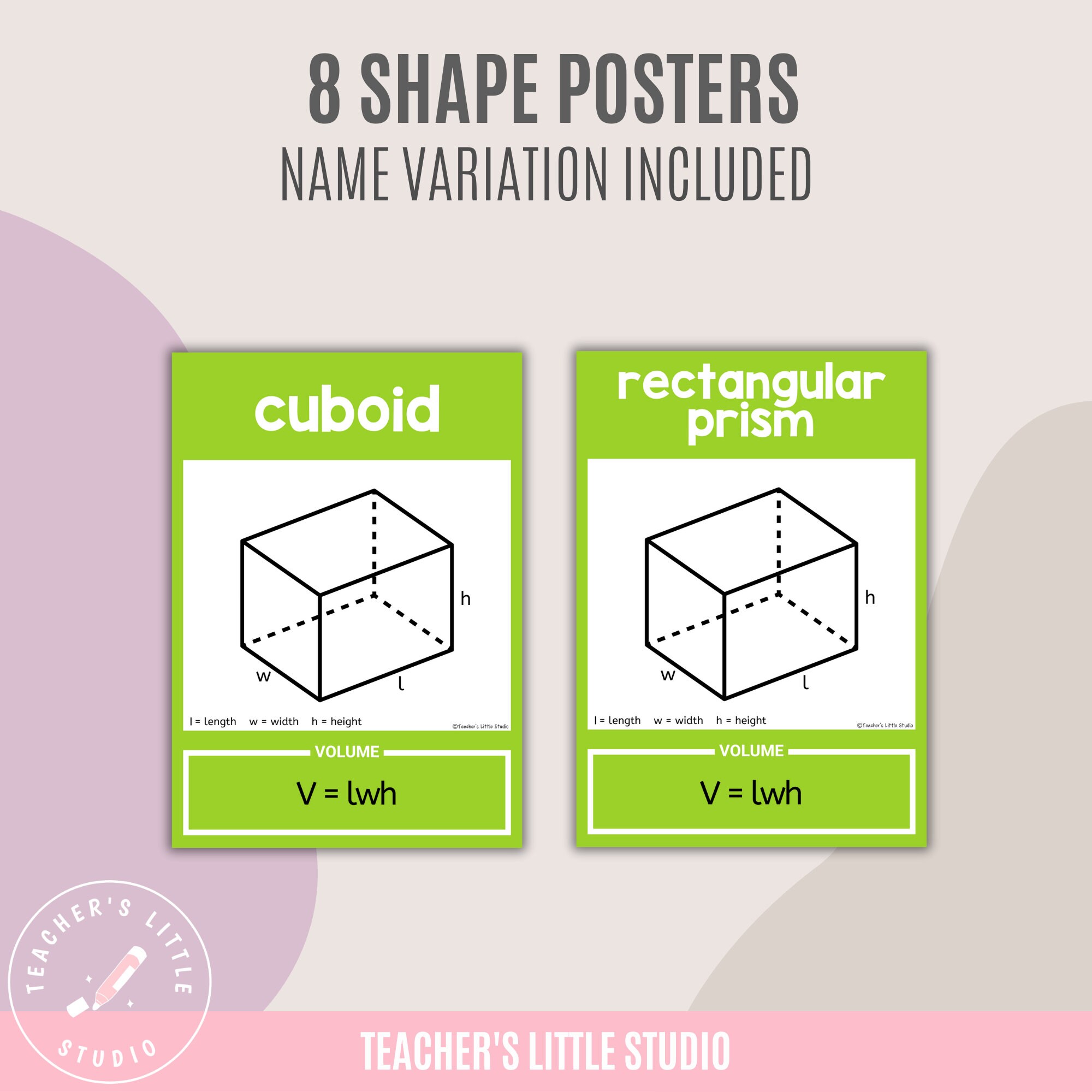 Volume Formula Posters Set of 8 Posters Geometry Posters - Etsy