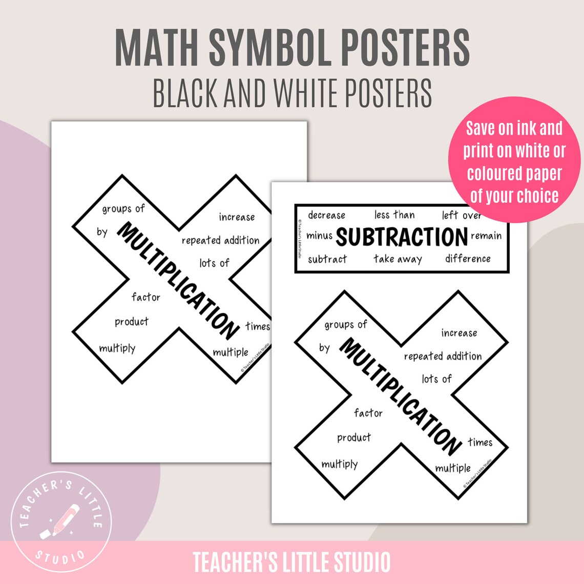 Pastel Math Symbols Math Operations Posters Educational - Etsy
