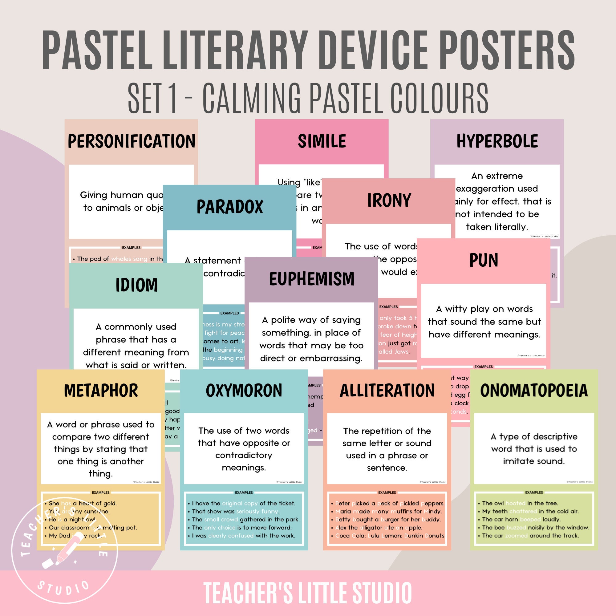 Literary Devices Posters Figurative Language Set English - Etsy