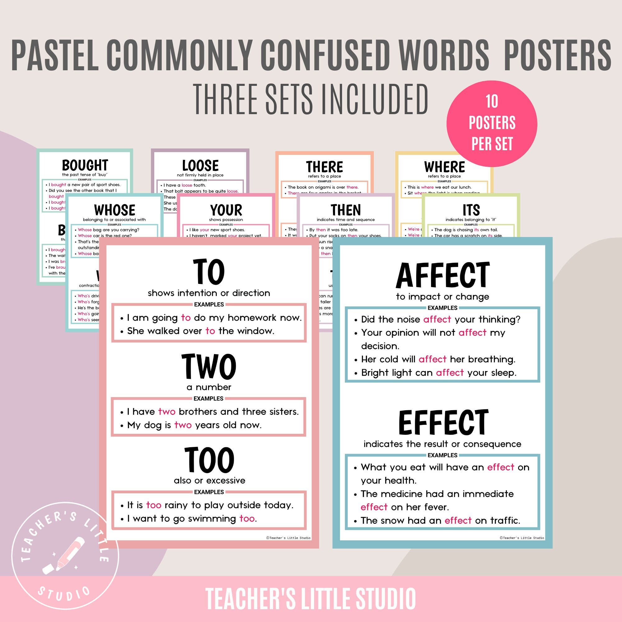 Commonly Confused Words Posters English Grammar Posters Pastel ...