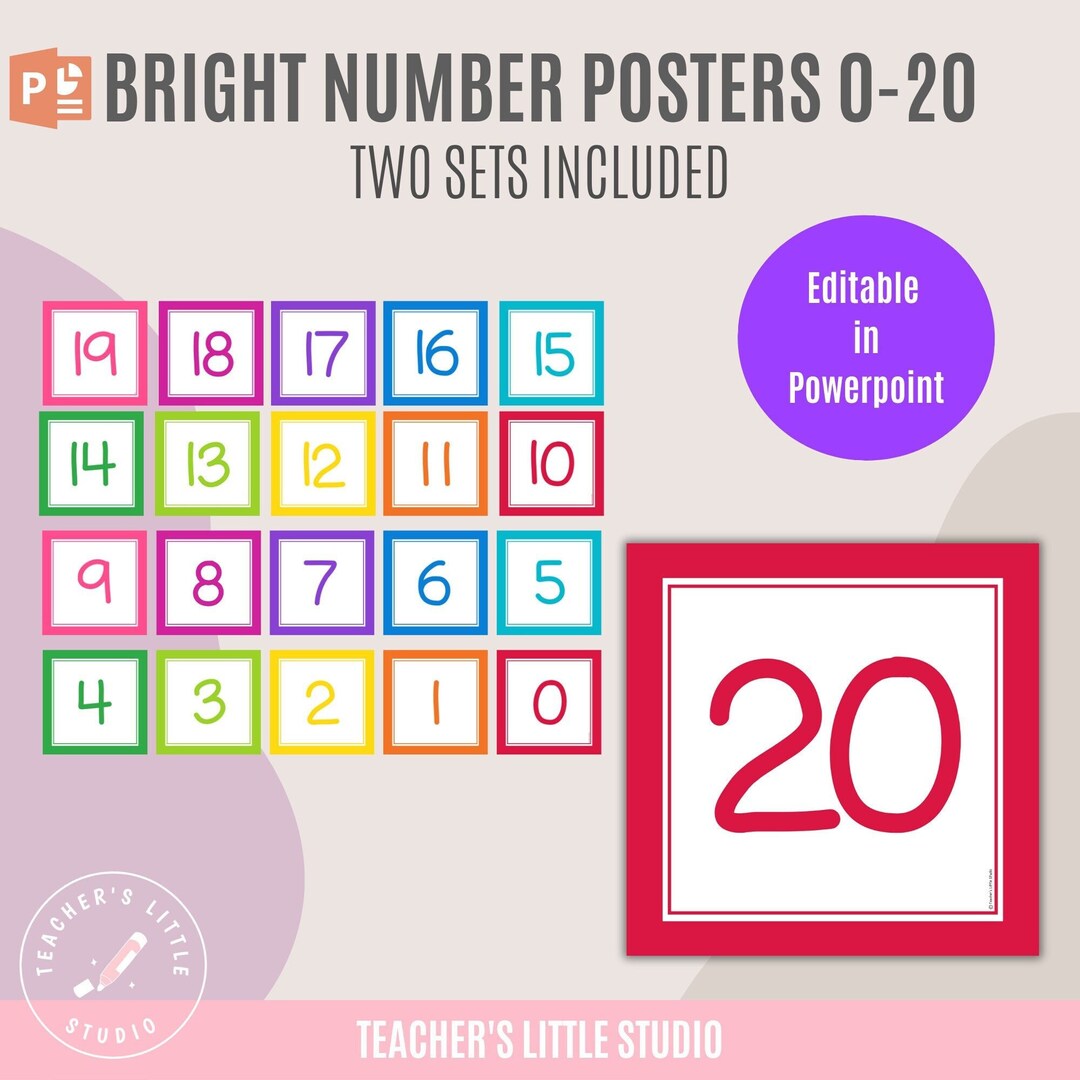 Pastel Square Number Posters | Editable Powerpoint Number Posters ...