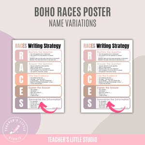 RACES Writing Strategy Poster | Constructed Written Response Resource ...
