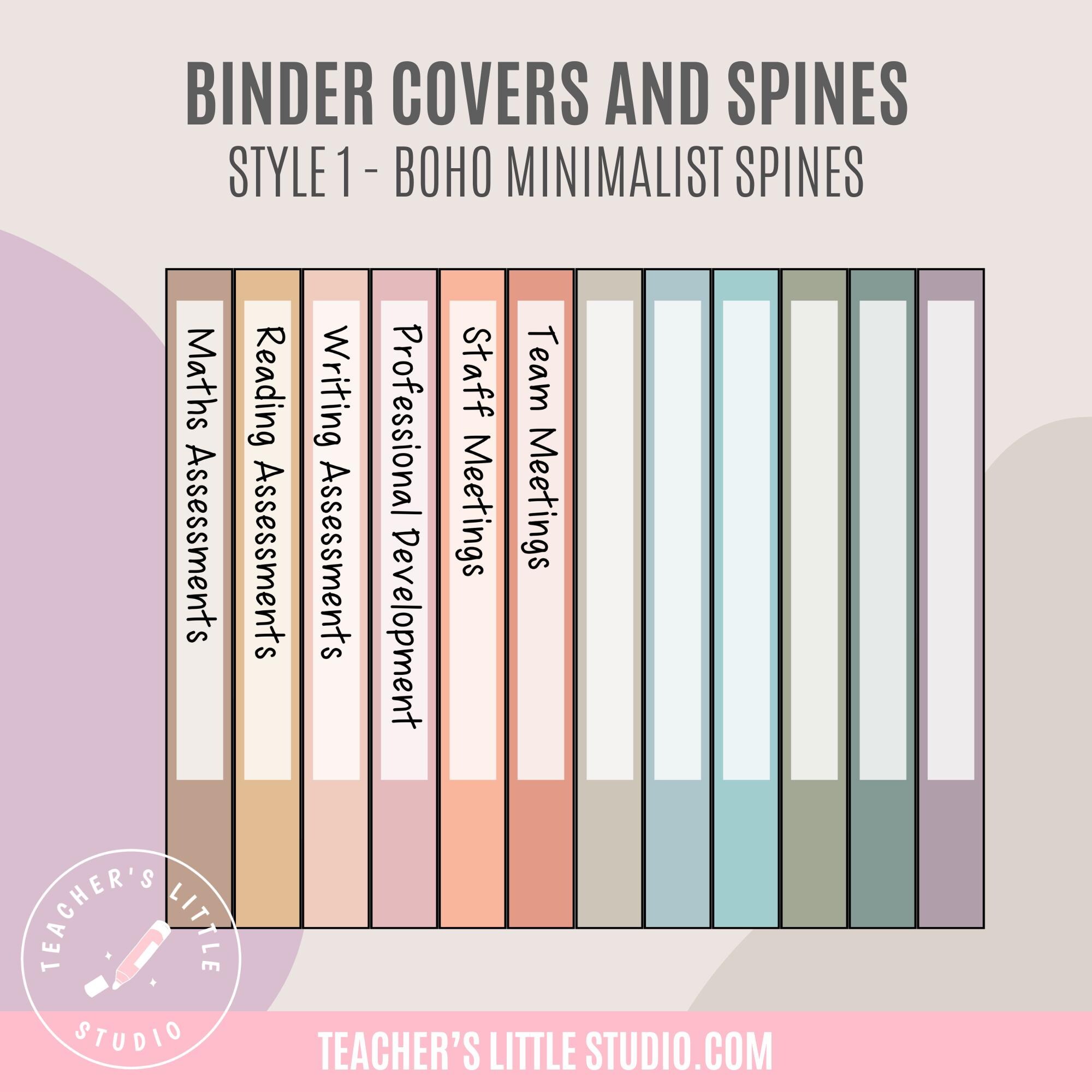 Boho Binder Covers and Spines | Boho Rainbow Binder Labels | Editable ...