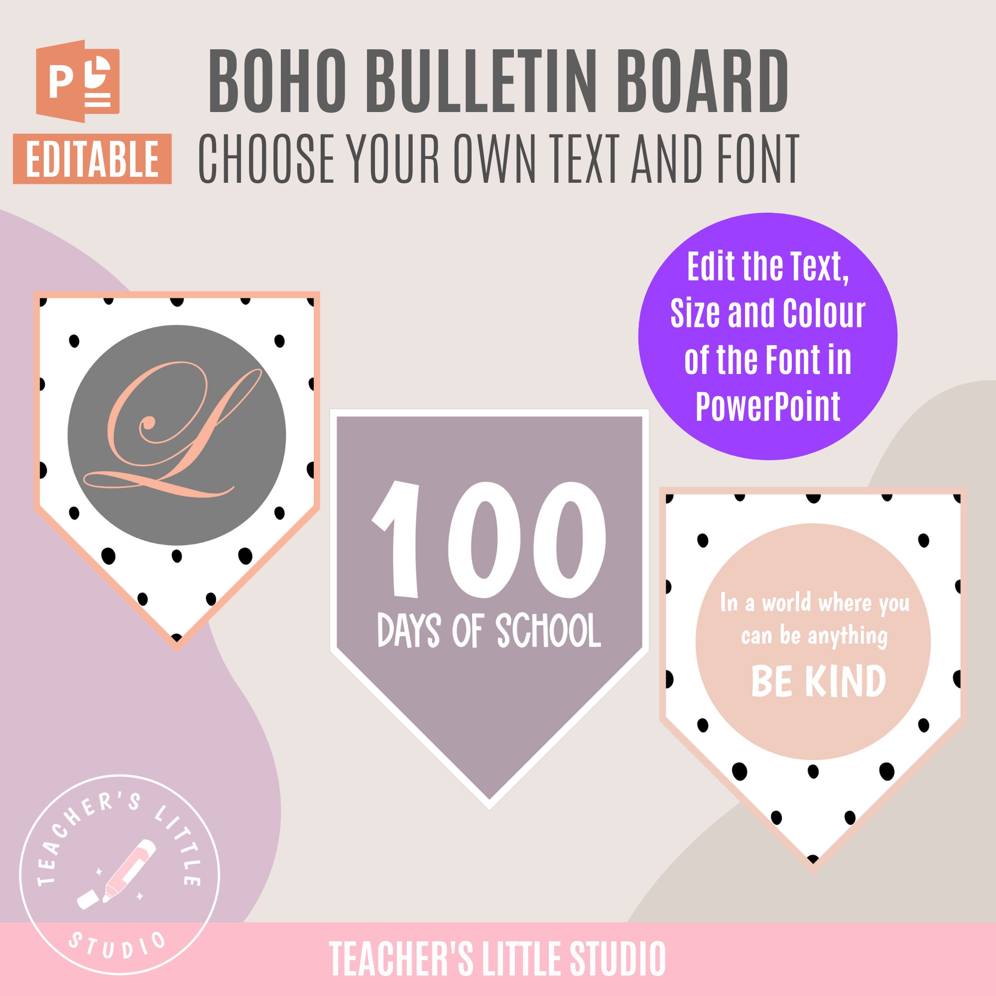 Bulletin Board Banner Boho Bunting Classroom Banner Boho Dotty ...