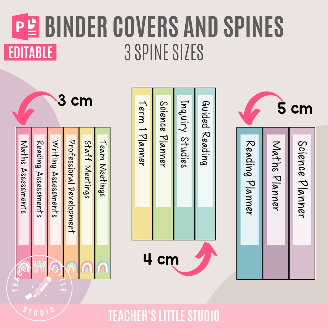 Pastel Binder Covers and Spines Pastel Rainbow Binder Labels Editable ...