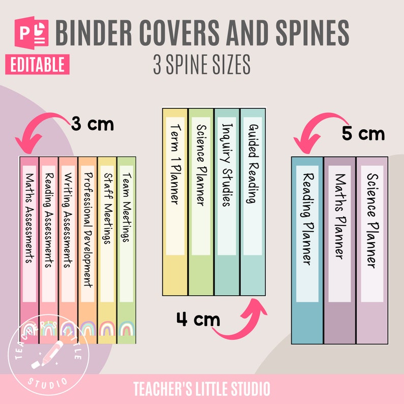 Pastel Binder Covers and Spines | Pastel Rainbow Binder Labels ...
