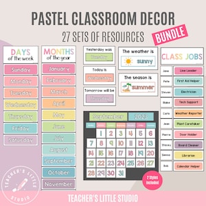 Pastel Classroom Decor BUNDLE | Calming Classroom Decor | Printable ...