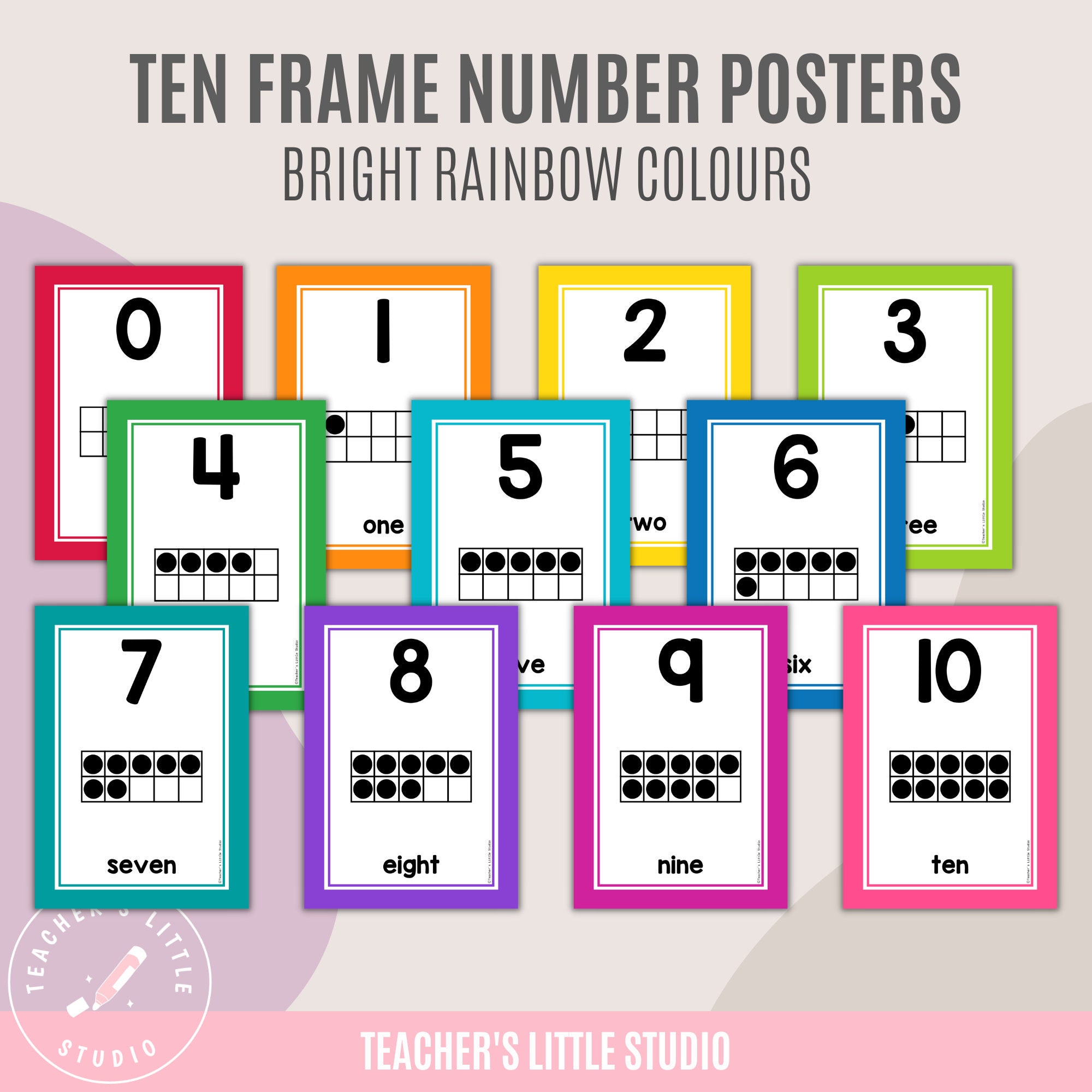 Bright Ten Frame Number Posters Bright Rainbow Colours Number Wall ...