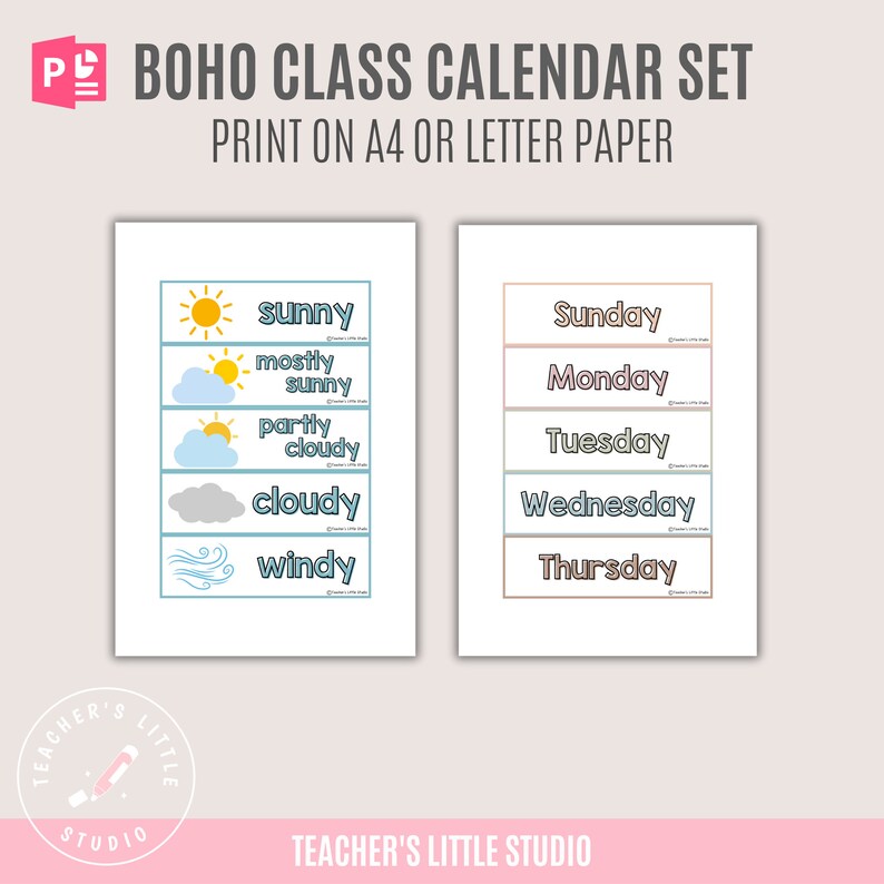 Classroom Calendar Set and Weather Display Editable Calendar Template ...