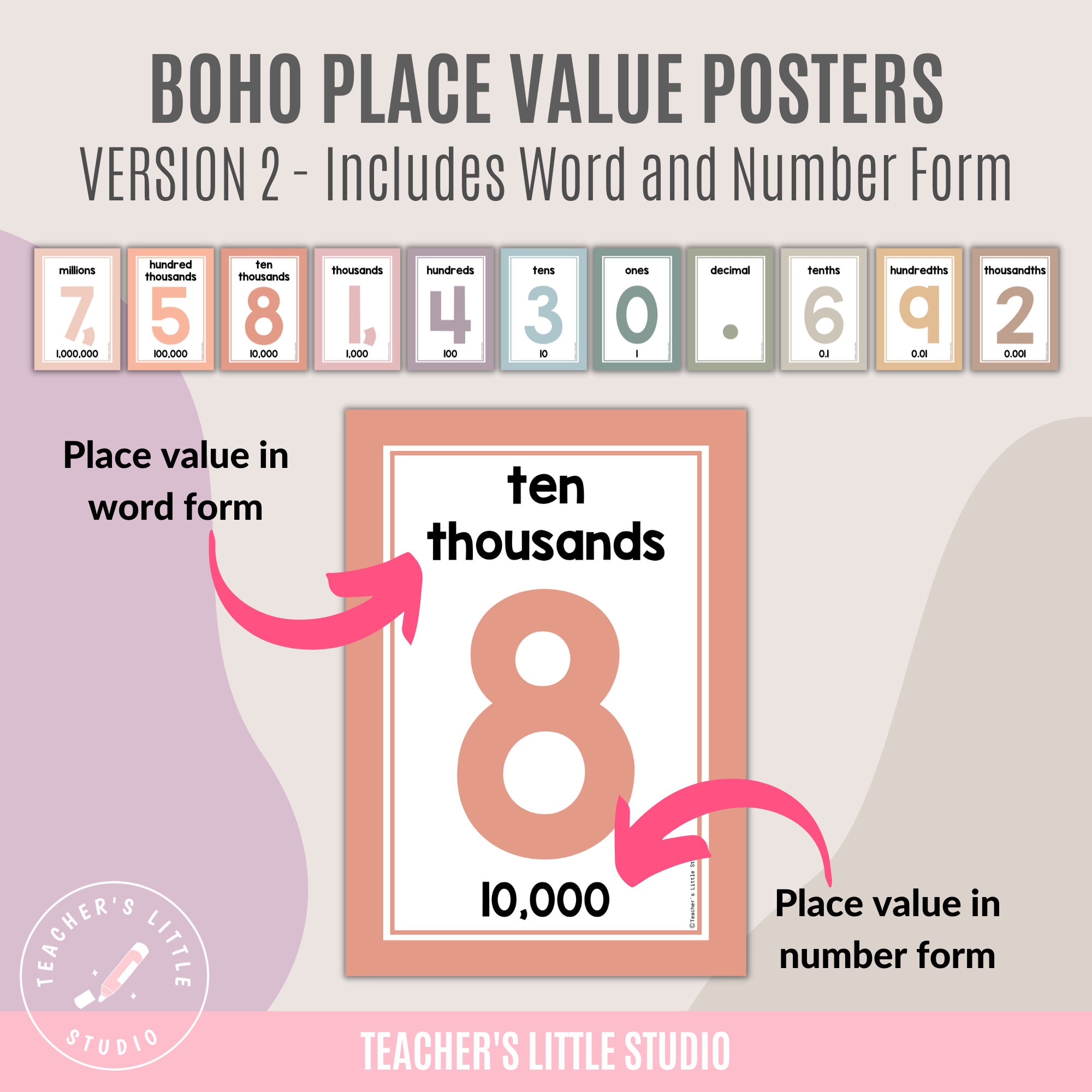 Place Value Posters | Boho Classroom Decor | Number Wall Display | Boho ...