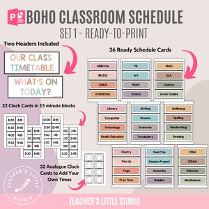 Boho Class Schedule | Editable Powerpoint Schedule Cards Ready-to-print ...