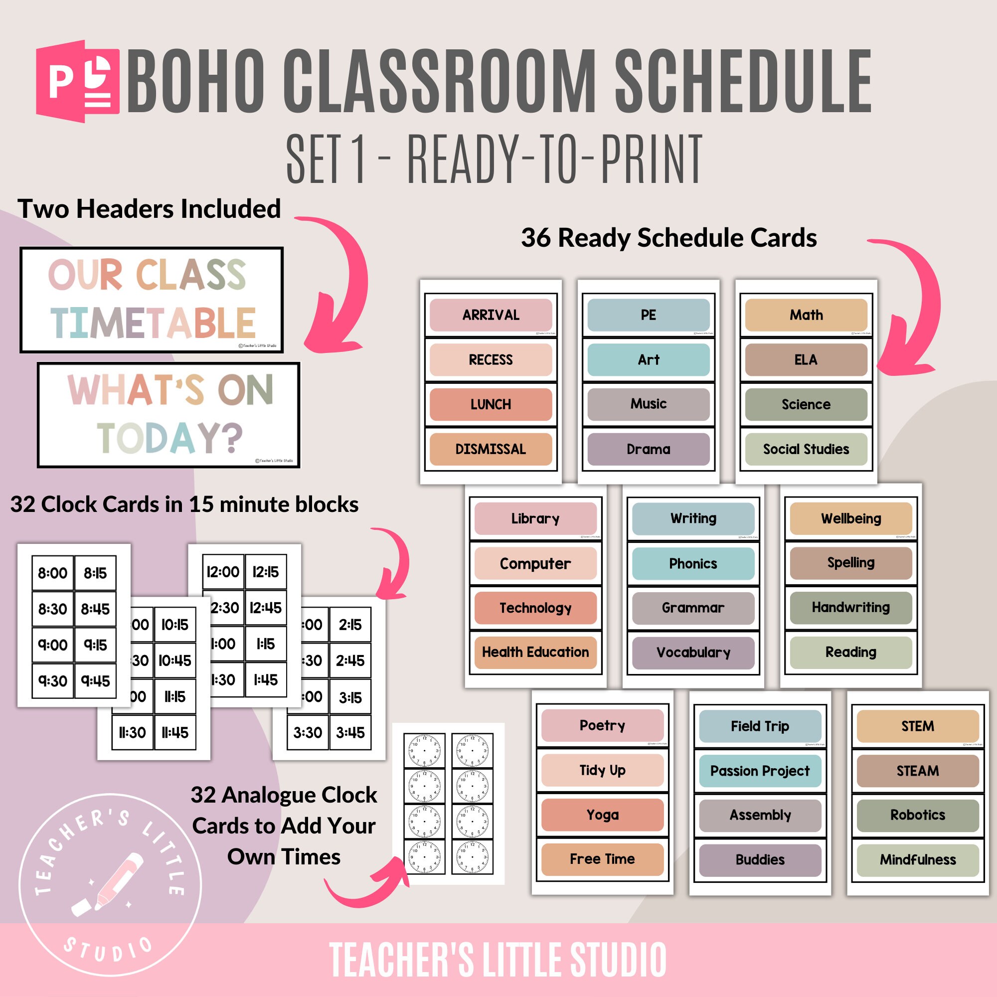 Boho Class Schedule Editable Powerpoint Schedule Cards - Etsy Australia