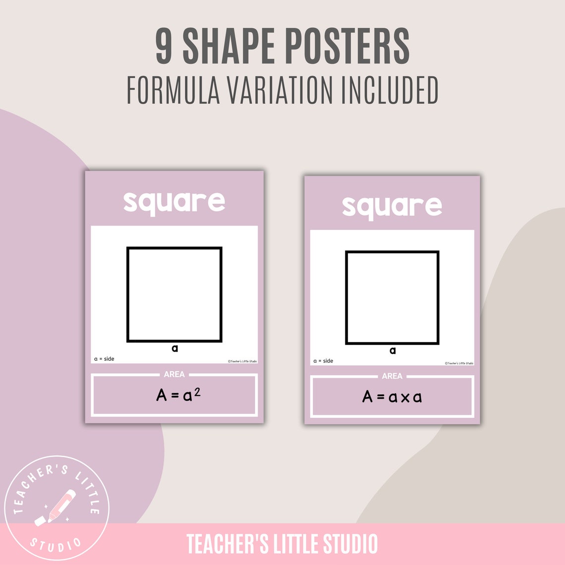 Area Formula Posters Set of 9 Posters Geometry Posters - Etsy