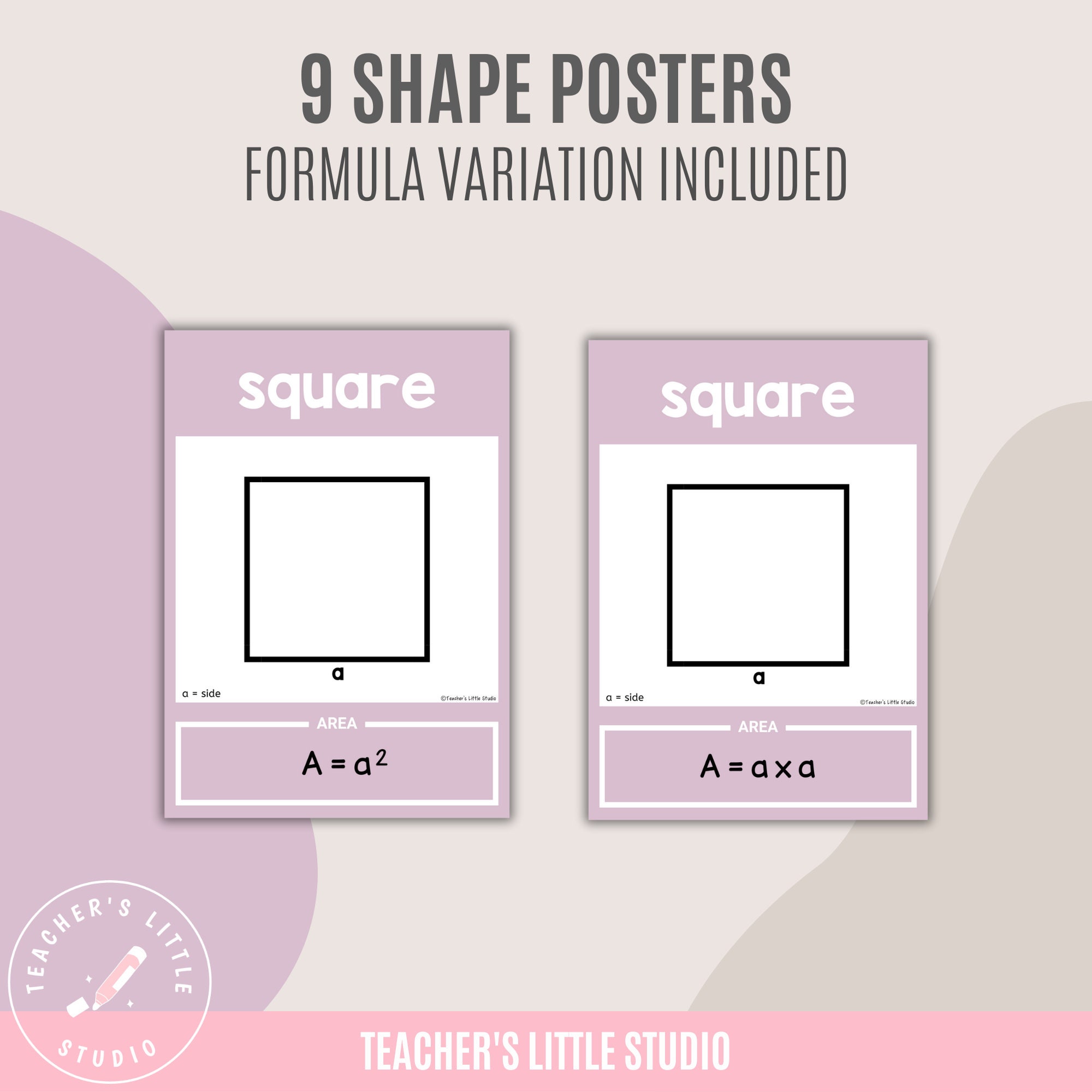 Area Formula Posters Set of 9 Posters Geometry Posters Math Resources ...