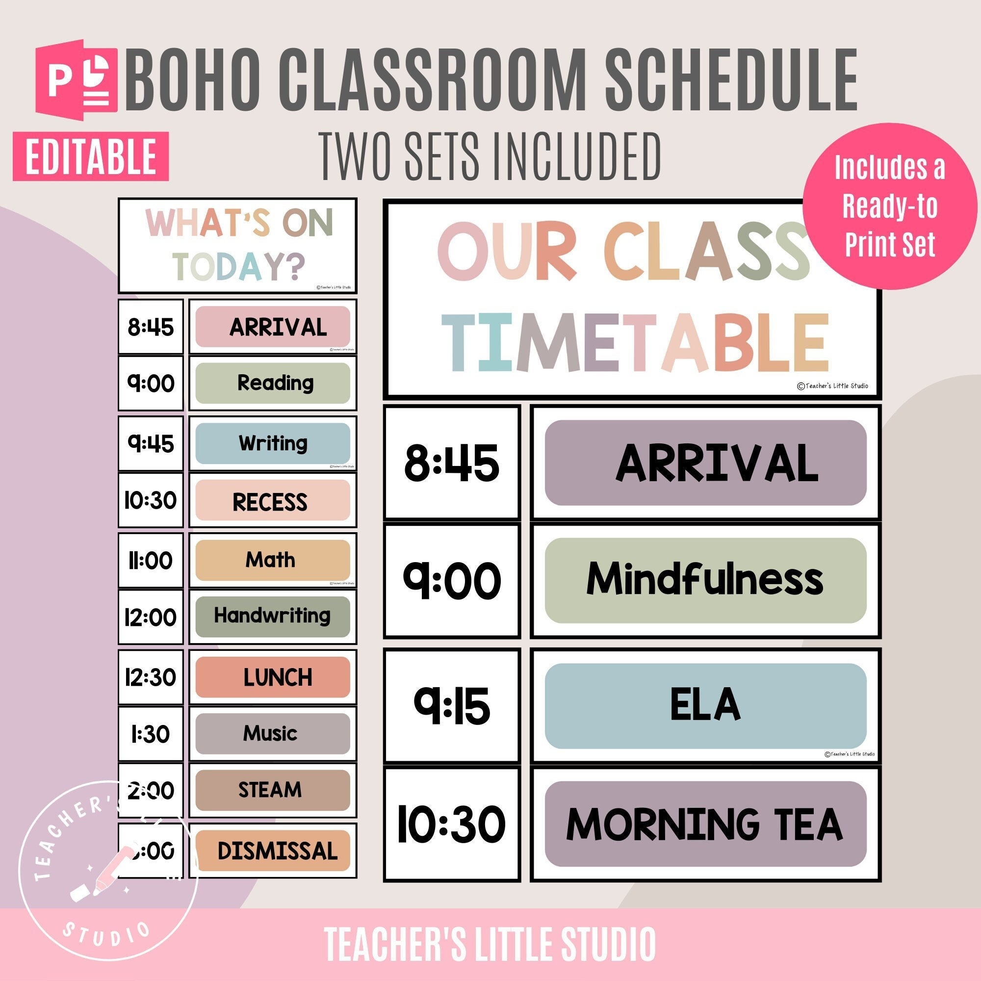 Boho Class Schedule Editable Powerpoint Schedule Cards - Etsy Australia